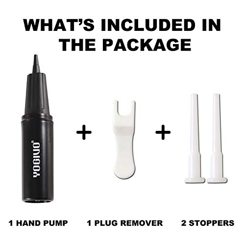 Exercise Ball Pump, Hand Air Pump for Stability Workout Yoga Ball, with 2 Plugs for Valve & 1 Plug Remover for Easy Deflation (Hand Pump)