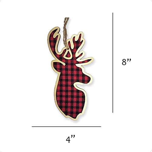 Buffalo Plaid Reindeer Ornaments (6 Pc Set)