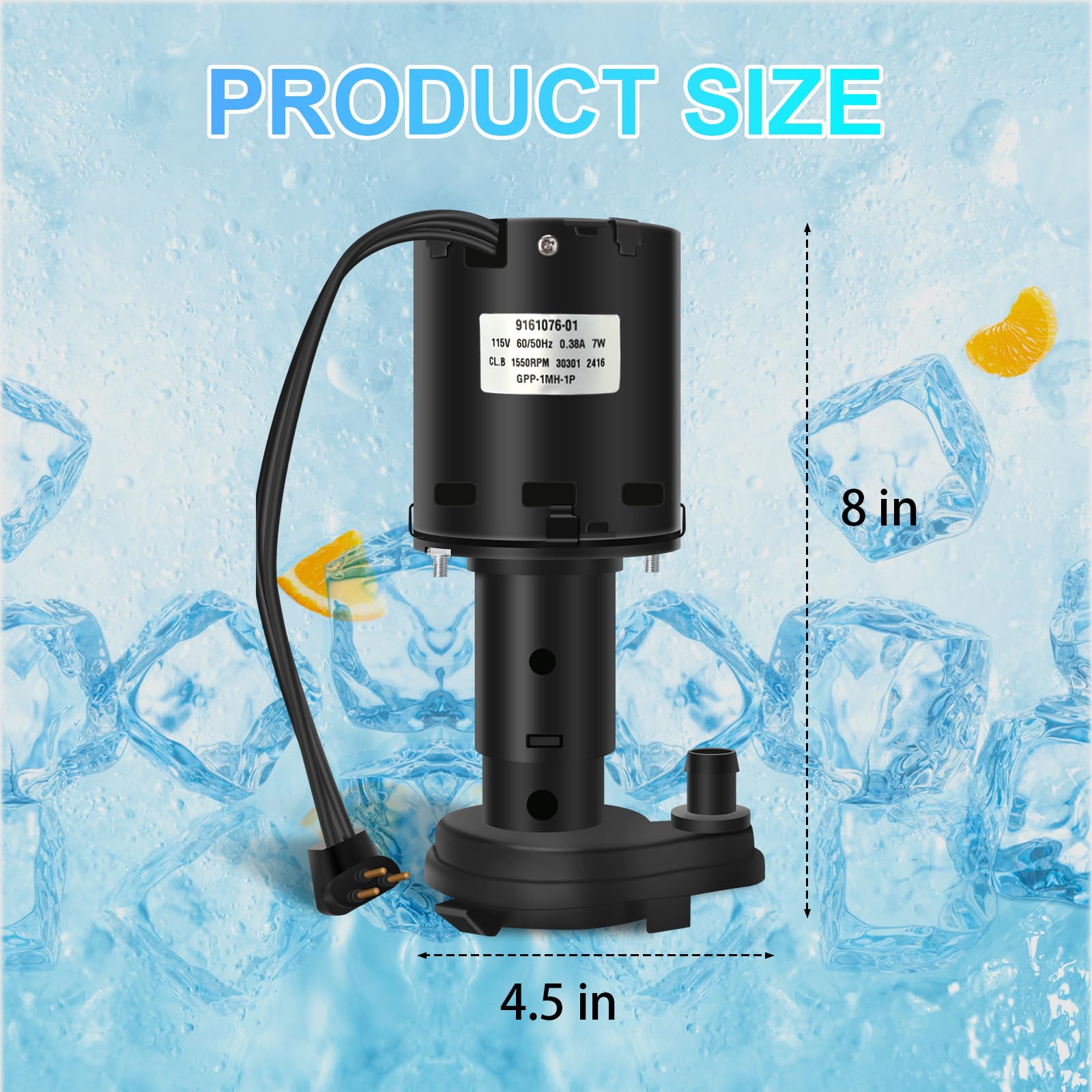 9161076-01 Water Pump 115 Volt 1550RPM ice machine Pump,Replacement ice maker water pump for GPP-1MH-1P and 803338. Compatible with ICE-O-Matic Models C20, C30, C40, EC300, ICE0250 and more
