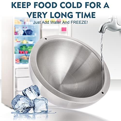 Dip Chiller Bowl - LARGE 30oz - Durable Stainless Steel - Ice COLD & Boiling HOT - Ice Chilled Serving Cooler Set For Beverages, Party, Bar, Salsa, Salad, Food (Stainless Steel 1-Pack, 75oz)