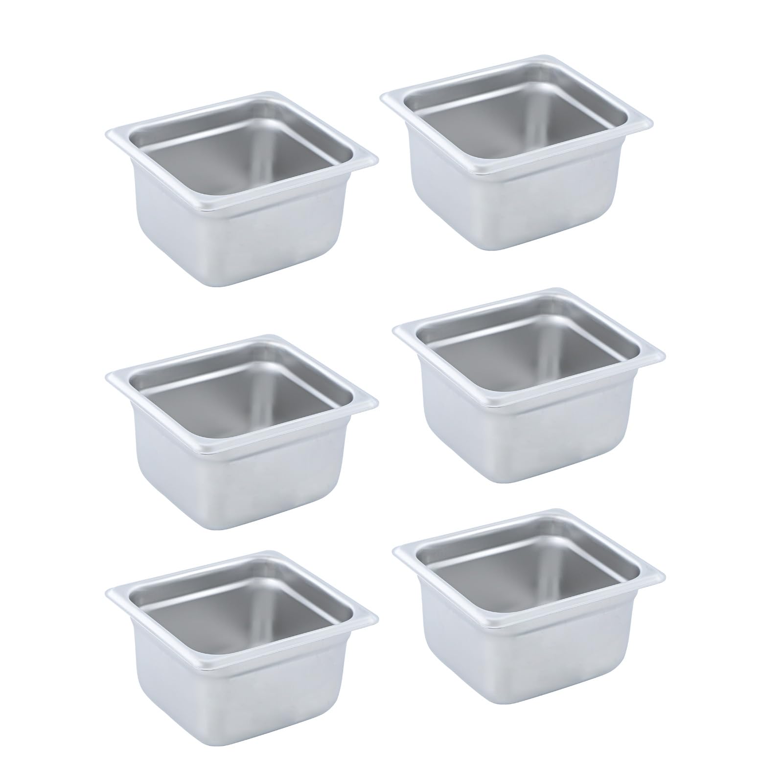 Aplancee Steam Pan 1/6 Size x 4 Inch Deep 6 Pack Stainless Steel Anti-Jamming Food Cooking Pan