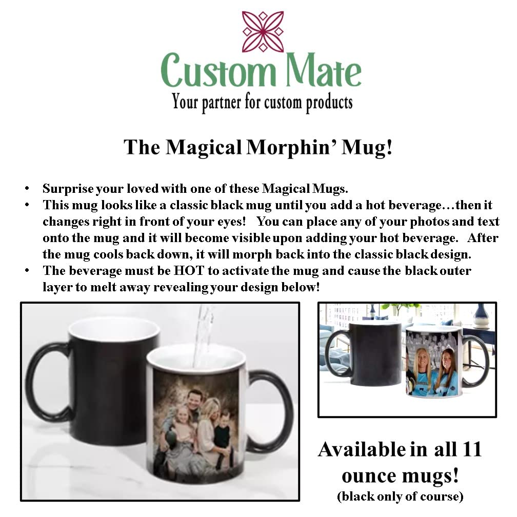 Custom Mate Custom Coffee Mug Personalized with Photos, Images, and Text (Classic 3 Photo with Text) White Black COFMUGWH11 0