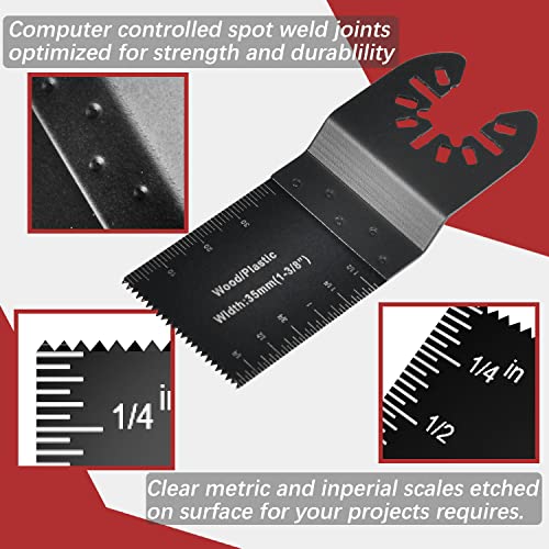 Adust 57Pcs Titanium Oscillating Multitool Blades, Universal Titanium Multitool Blades for Wood Plastics Metal, Quick Release Multi Tool Blades Kits