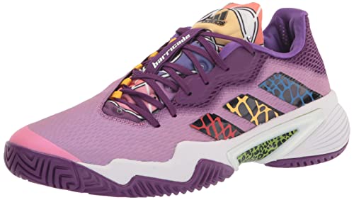 adidas Women's Barricade Tennis Shoe, Rose Tone/Core Black/Glory Purple, 8