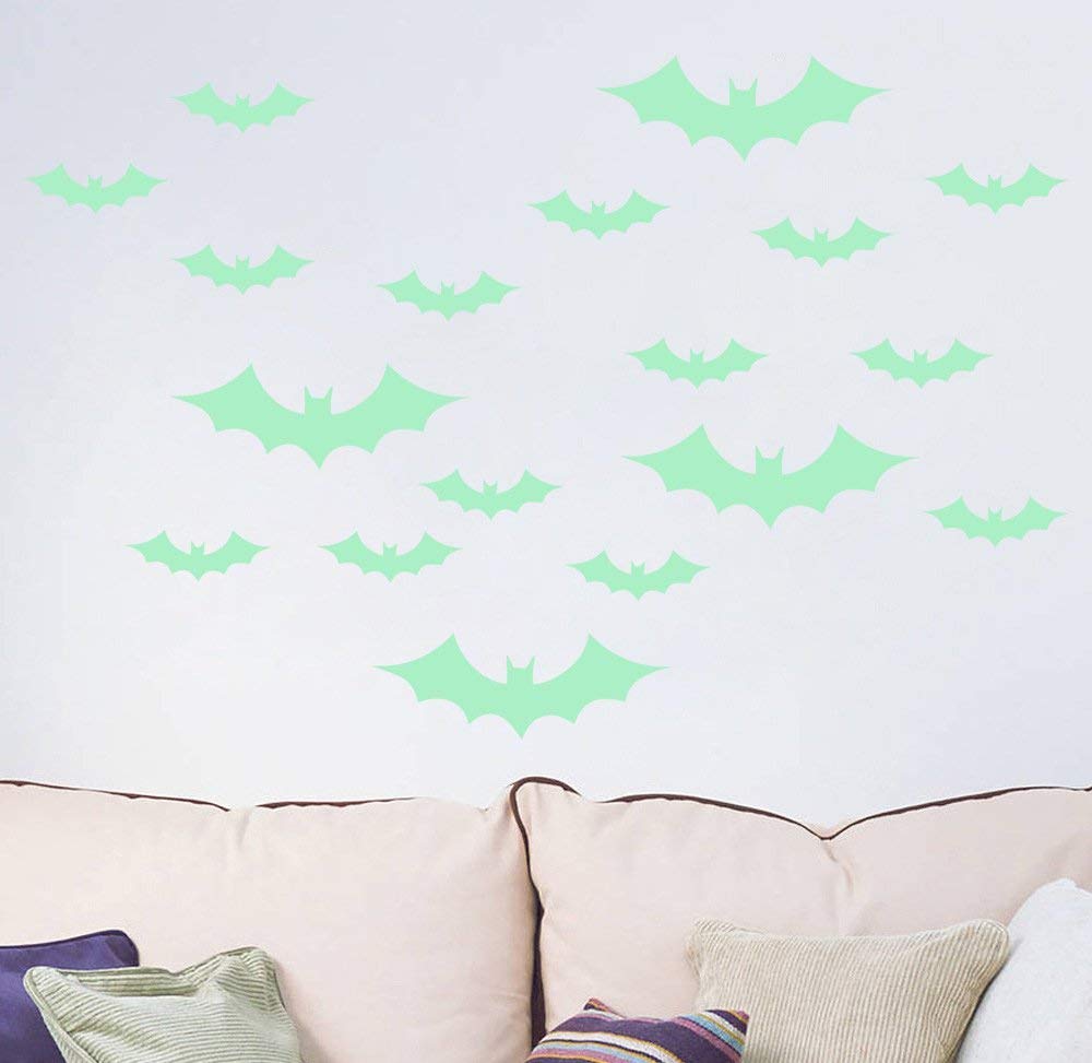 Halloween Bats Wall Decals Decorations Glow in The Dark, Fluorescence Wall Stickers for Halloween Party Kids Home Room Decals