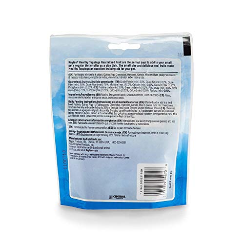 Kaytee Fiesta Healthy Toppings Mixed Fruit Treat for Small Animals (Rabbits, Guinea Pigs, Hamsters, Gerbils, Mice, and Rats) 4 Count