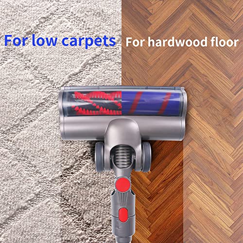 Laymi Motorhead Hardwood Floor Attachment for Dyson V7 V8 V10 V11 V15 Vacuum Cleaners with Replacement Soft Roller Brush Bar LED Headlights Floor Brush Attachments