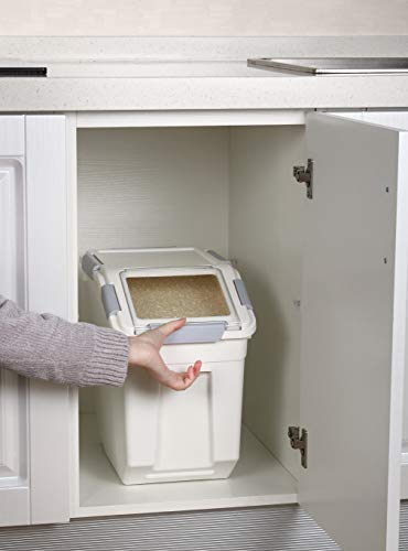 Rice Storage Container with Wheels Seal Locking Lid PP((507.27oz / 3.96gal / 80cup / 15L),Pack-2)
