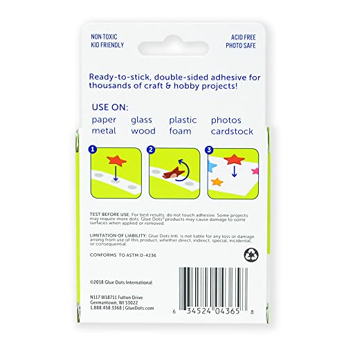 Glue Dots 38165AMZ Double-Sided, 3 Pack, 1/2'', Clear, 600 Total Dots, Craft Roll 3-Pack, 3 Count