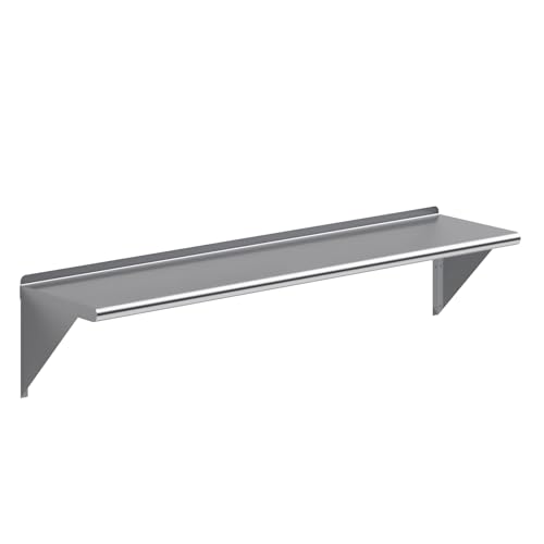 AmGood 14" X 60" Stainless Steel Wall Shelf | Metal Shelving | Garage, Laundry, Storage, Utility Room | Restaurant, Kitchen | Food Prep | NSF Certified