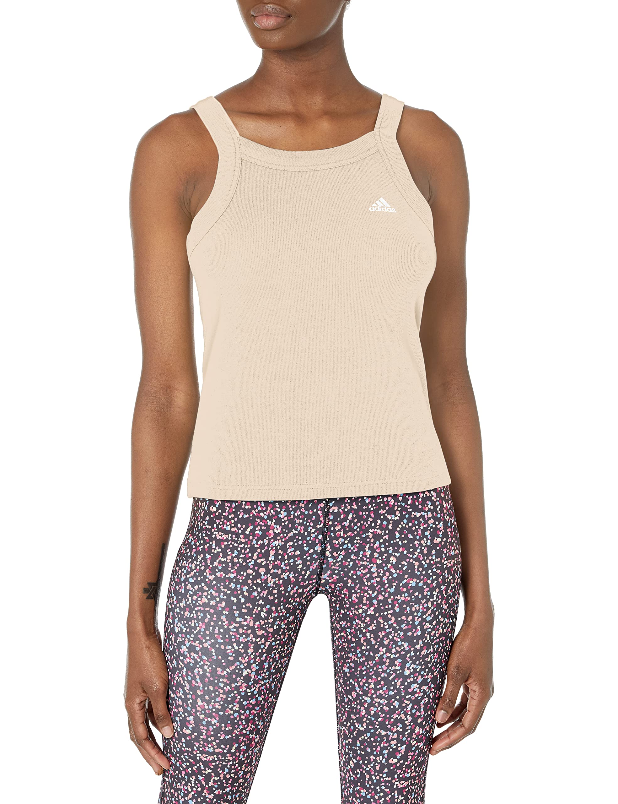 adidas Women's Yoga Ribbed Tank Top, Wonder White, Medium