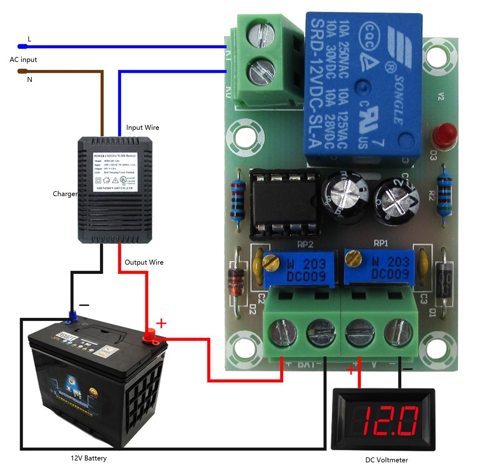 LM YN Battery Charging Control Board DC 12V Intelligent Power Control Board Charger Power Automatically Charged