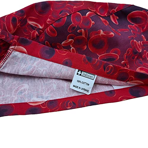 A Striking and Fashion-Forward Headwear with a Bold Skull Design and Red Platelet Accents