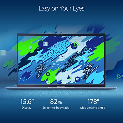 ASUS VivoBook 15 Slim Laptop, 15.6" FHD Display, Intel Core i7-1260P CPU, Intel Iris Xe Graphics, 8GB RAM, 512GB SSD, Fingerprint Sensor, Windows 11 Home, Quiet Blue, F1502ZA-DS72