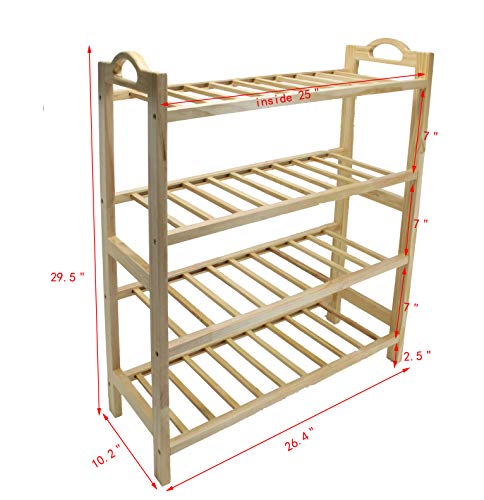 FixtureDisplays® Wood Shoe Rack Flower Plant Display Stand Reading Room Book Cart Storage Organizer 4-Shelf 15918