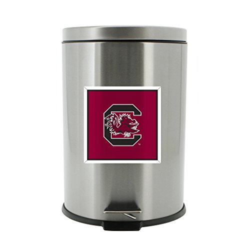 NCAA South Carolina Gamecocks Stainless Steel Trash Bin with Foot Pedal, 20 Liter