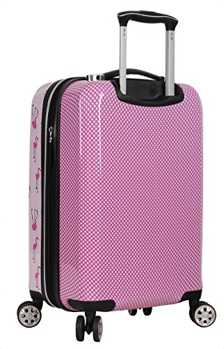 Betsey Johnson Designer 20 Inch Carry On - Expandable (ABS + PC) Hardside Luggage - Lightweight Durable Suitcase With 8-Rolling Spinner Wheels for Women (20in, Flamingo Strut)