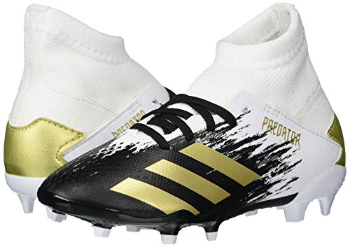 adidas boys Firm Ground Predator 20.3 Soccer Shoe, White/Gold Metallic/Black, 1 Little Kid US