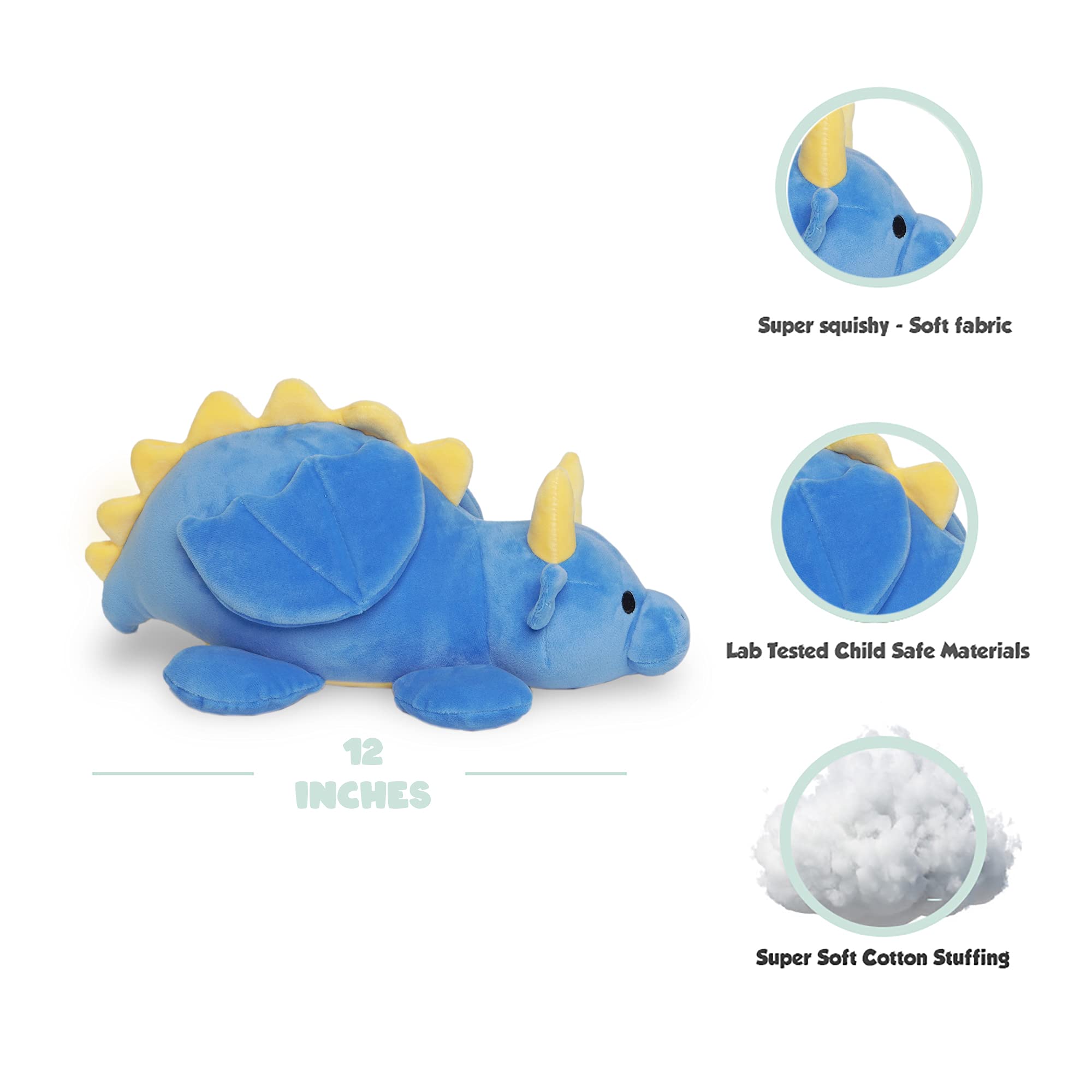 Avocatt 12" Blue Dragon Plushie - Soft, Squishy Stuffed Animal Toy for Kids