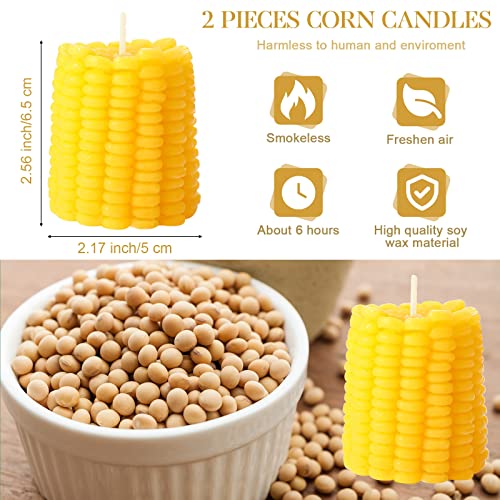 Coume 2 Pieces Fall Corns Decor Pillar Candles Fake Corn Scented Candles Soy Wax Corn Candles for Autumn Thanksgiving Harvest Party Home Table Office Birthday Decorations, Bluebell Fragrance