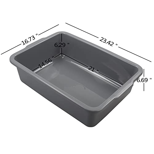 Fiazony Large Plastic Bus Boxes, Gray Commercial Plastic Tubs, 32 L, 4-Pack