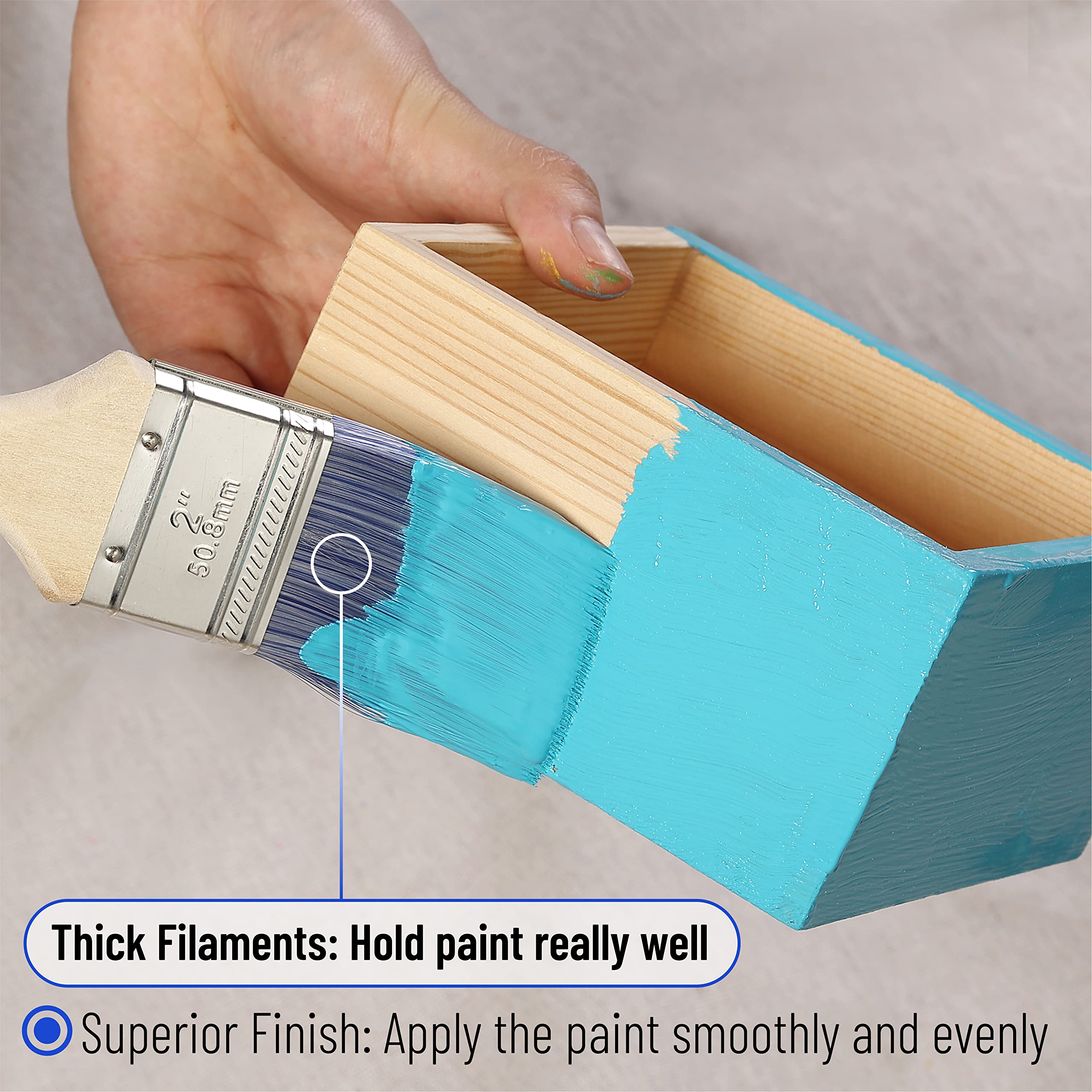Bates Paint Brushes - 4 Pack, Wood Handle, Paint Brush, Paint Brushes Set, Professional Wall Brush Set, House Paint Brush, Trim Paint Brush, Sash Paint Brush