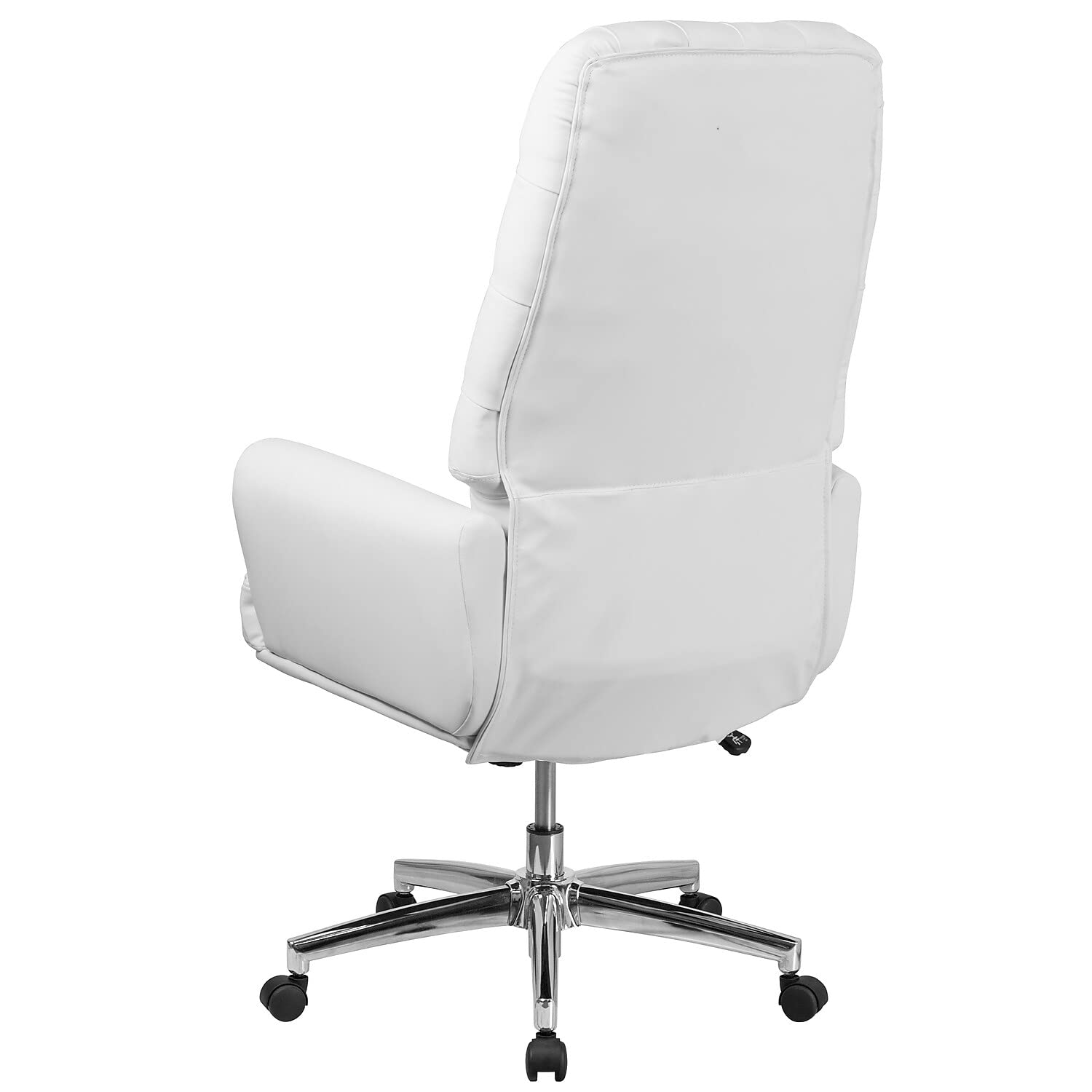 Flash Furniture Rochelle High Back Traditional Tufted White LeatherSoft Executive Swivel Office Chair with Arms