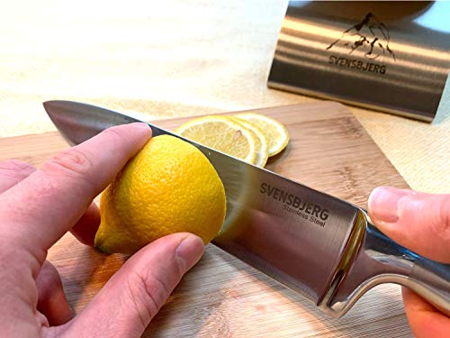 SVENSBJERG Kitchen Knives Set with Block, Professional Kitchen Knives, Cooking Knives, Sharp, Stainless Steel, Chef Knife, Bread Knife, Paring Knife, Slicing Knife, Utility Knife | SB-MB101-KS101
