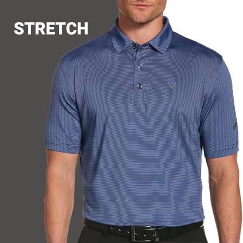 Callaway Men's Pro Spin Fine Line Short Sleeve Golf Shirt (Size X-Small-4X Big & Tall), Marina, X Large