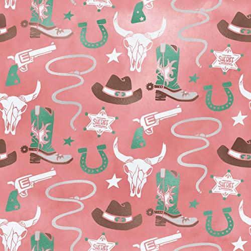 Cute Cowgirl Birthday Wrapping Paper Premium Western Gift Wrap Party Decoration Decor (6 foot x 30 inch roll), Pink