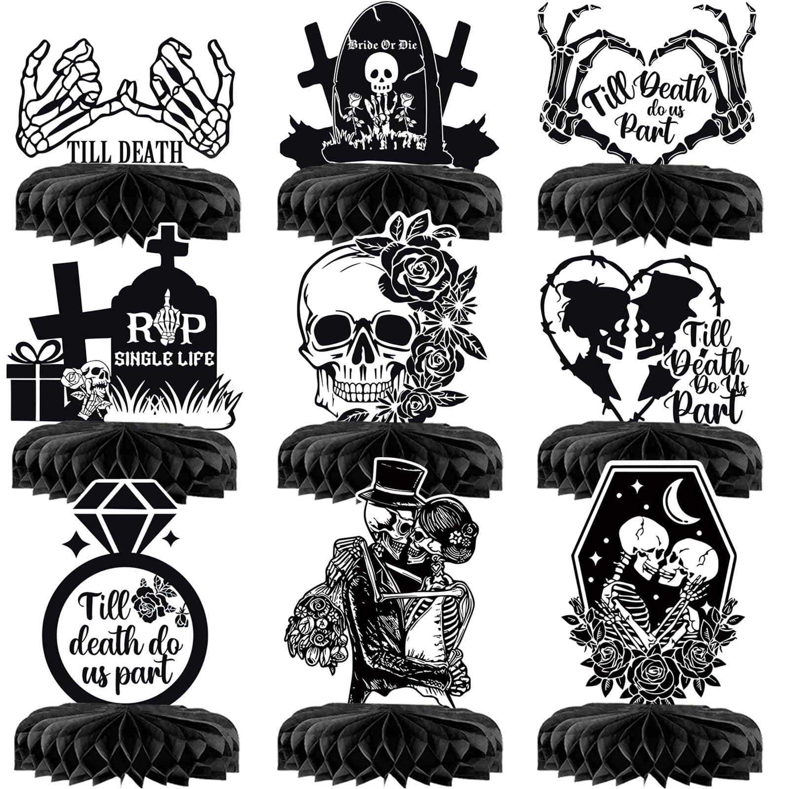 9Pcs Bride or Die Centerpieces Bride or Die Bachelorette Party Decorations Rip Single Life Centerpieces for Till Death Do Us Party Bachelorette Decorations Supplies