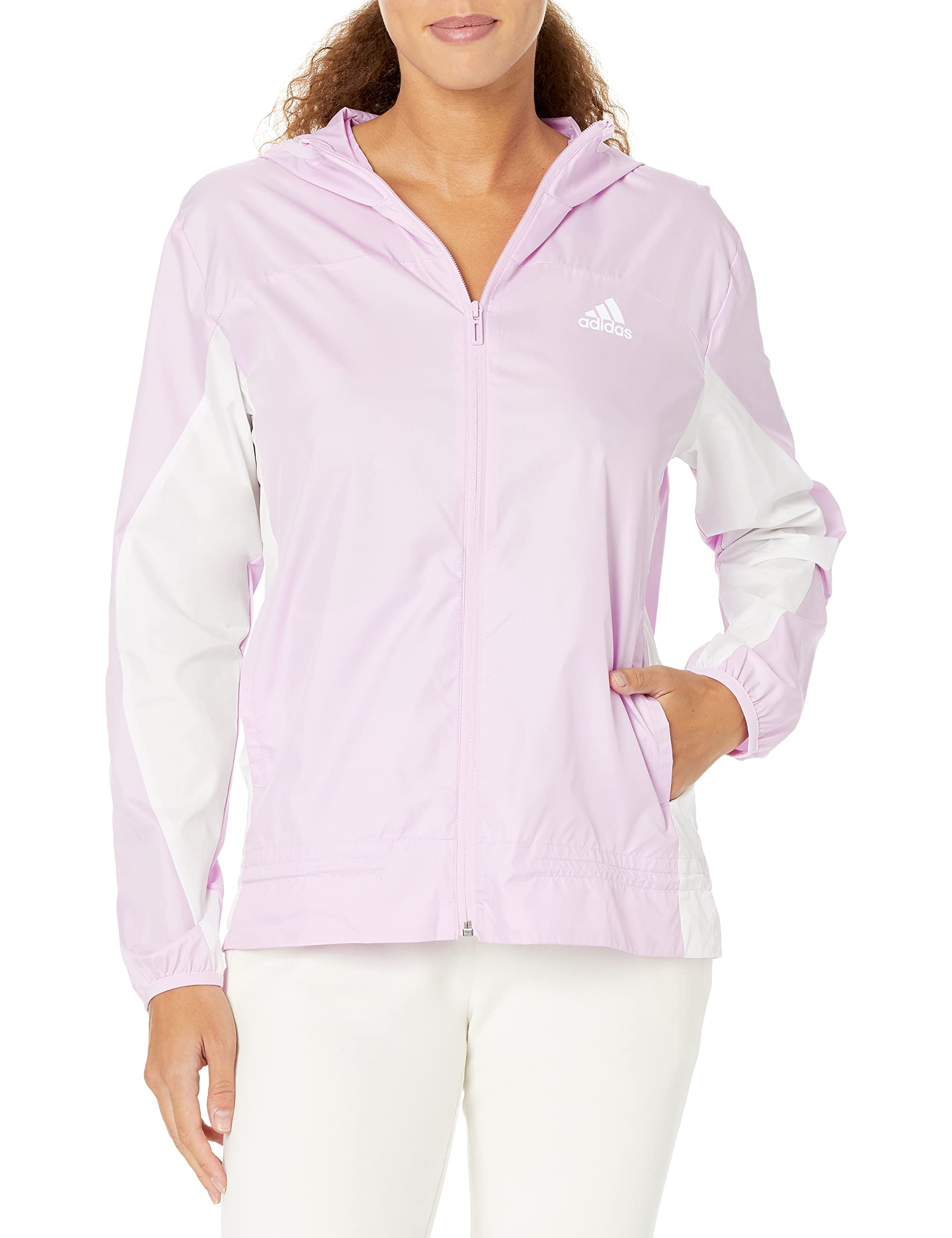 adidas Women's AEROREADY Logo Running Windbreaker, Bliss Lilac, Large
