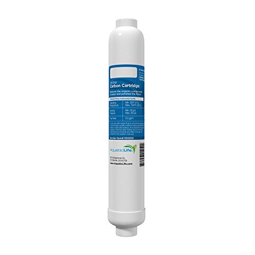 AquaticLife Inline Carbon Block Aquarium Water Filter Replacement Cartridge for RO Buddie and Reverse Osmosis Tank Kit