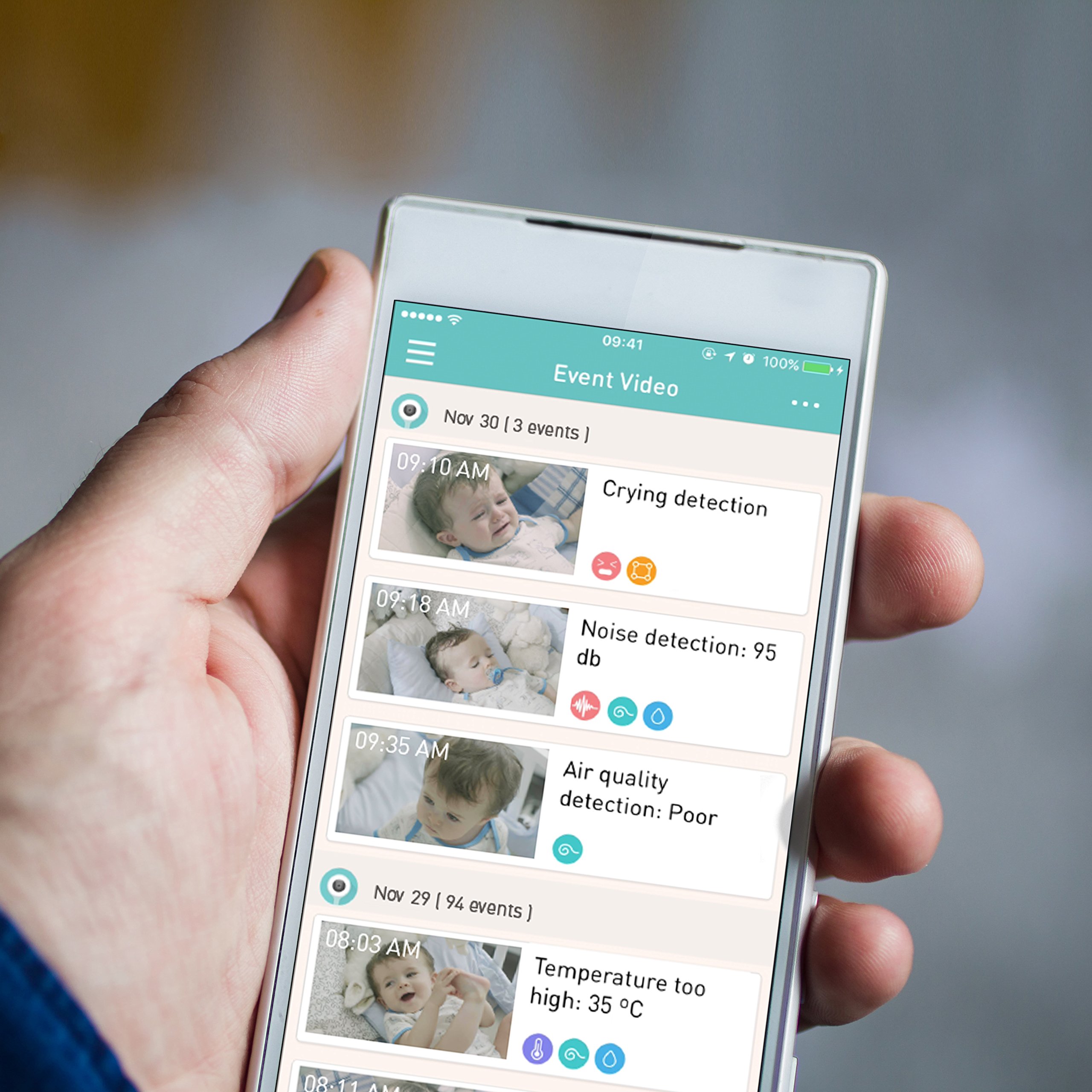 Lollipop - Smart Baby Monitor with True Crying Detection (Cotton Candy)