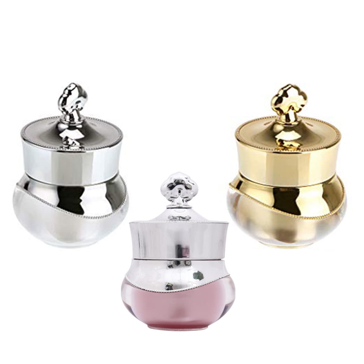 9pcs G Refillable Container and Empty Round Toiletries Containers Practical Cosmetic Creams Metal Makeup Lotion Oils Body for Travel Bottle Jar Crystal Ointments Pot Hand Up