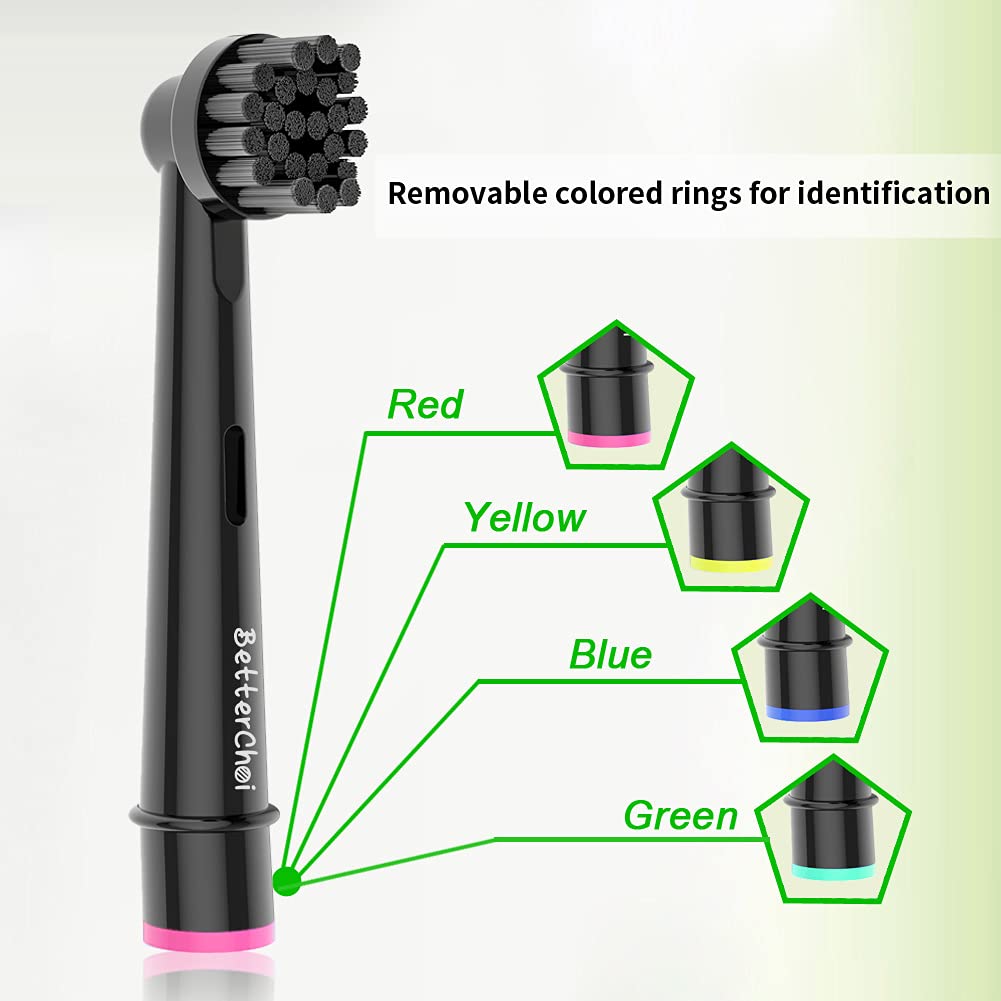 8 Pack Charcoal Brush Heads Compatible with Oral B Electric Toothbrush, Making with Active Charcoal Bristles, Black