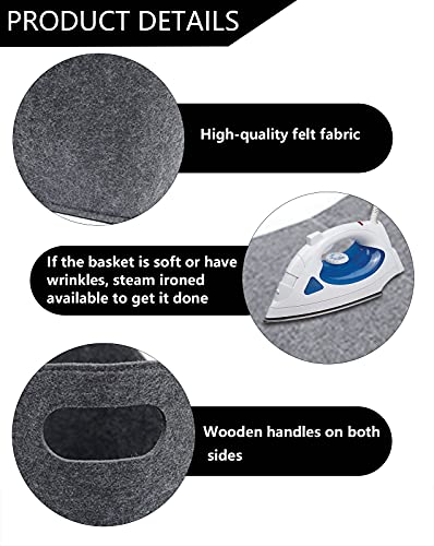 Geyecete Soft felt Pet Toy Bin Dog Toys Storage Bins - with Handles, Pet supplies storage Basket/Bin Kids Toy Chest Storage Trunk (Grey)