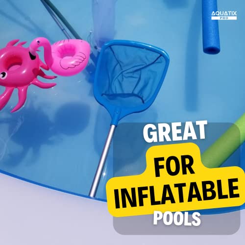 Aquatix Pro Hand Leaf Skimmer for Spa, Hot Tub & Pool with 12β Aluminum Pole, Fine Mesh Deep Bag Net, Suitable for Above Ground Swimming Pools, Kids Inflatables & Ponds, Remove Leaves & Debris Fast