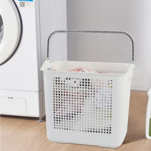 Bringer 35 L Plastic Laundry Baskets with Handle, 4-Pack Dirty Laundry Hamper, White