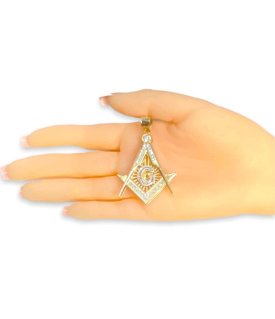 60 MM LONG MASON MASONIC PENDANT CHARM REAL 10K YELLOW GOLD SG2088
