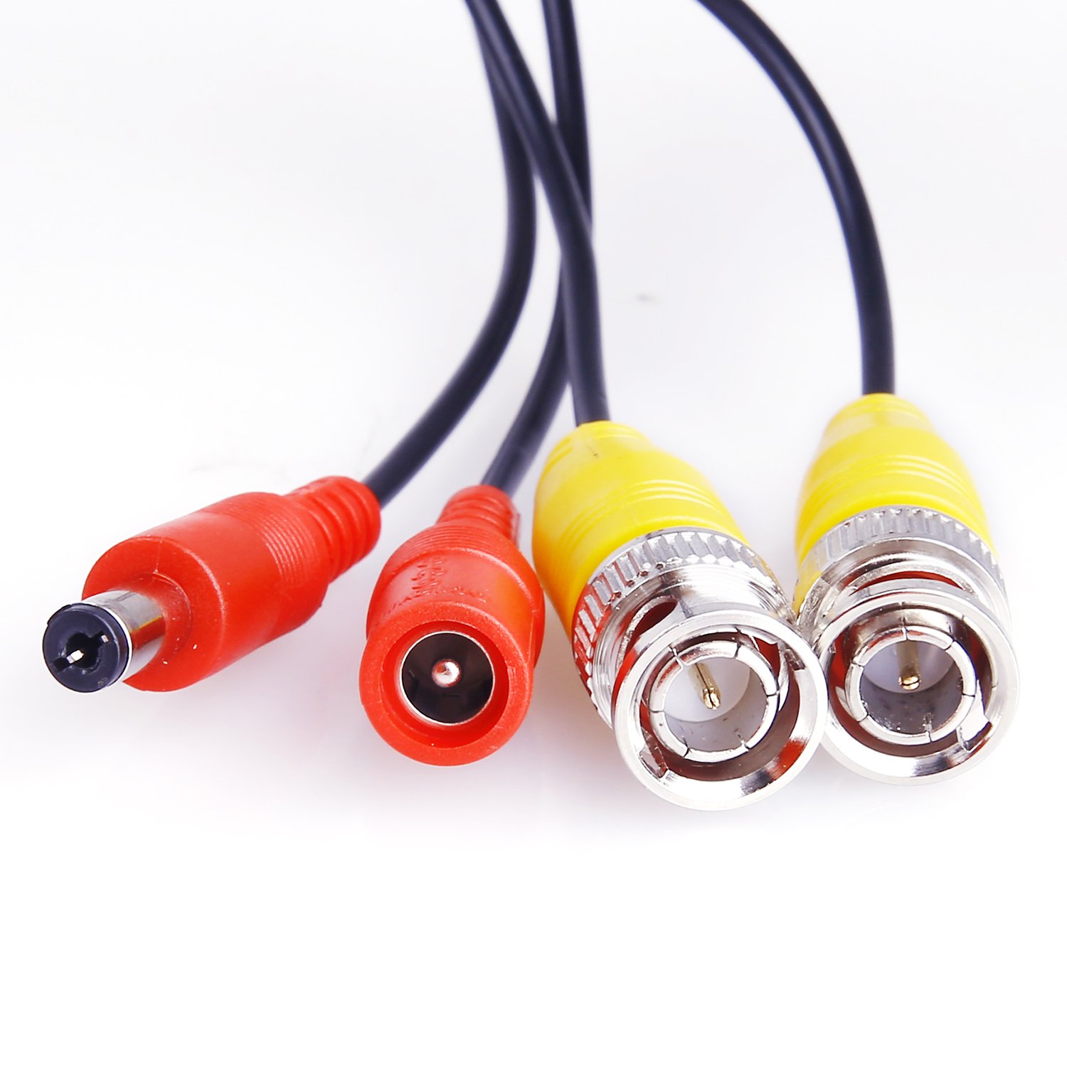 HISVISION 4 Pack 100ft BNC Video Power Cable, Security Camera Wire Cord Extension Cable, 8pcs BNC Connectors and 100pcs Clips for Surveillance System