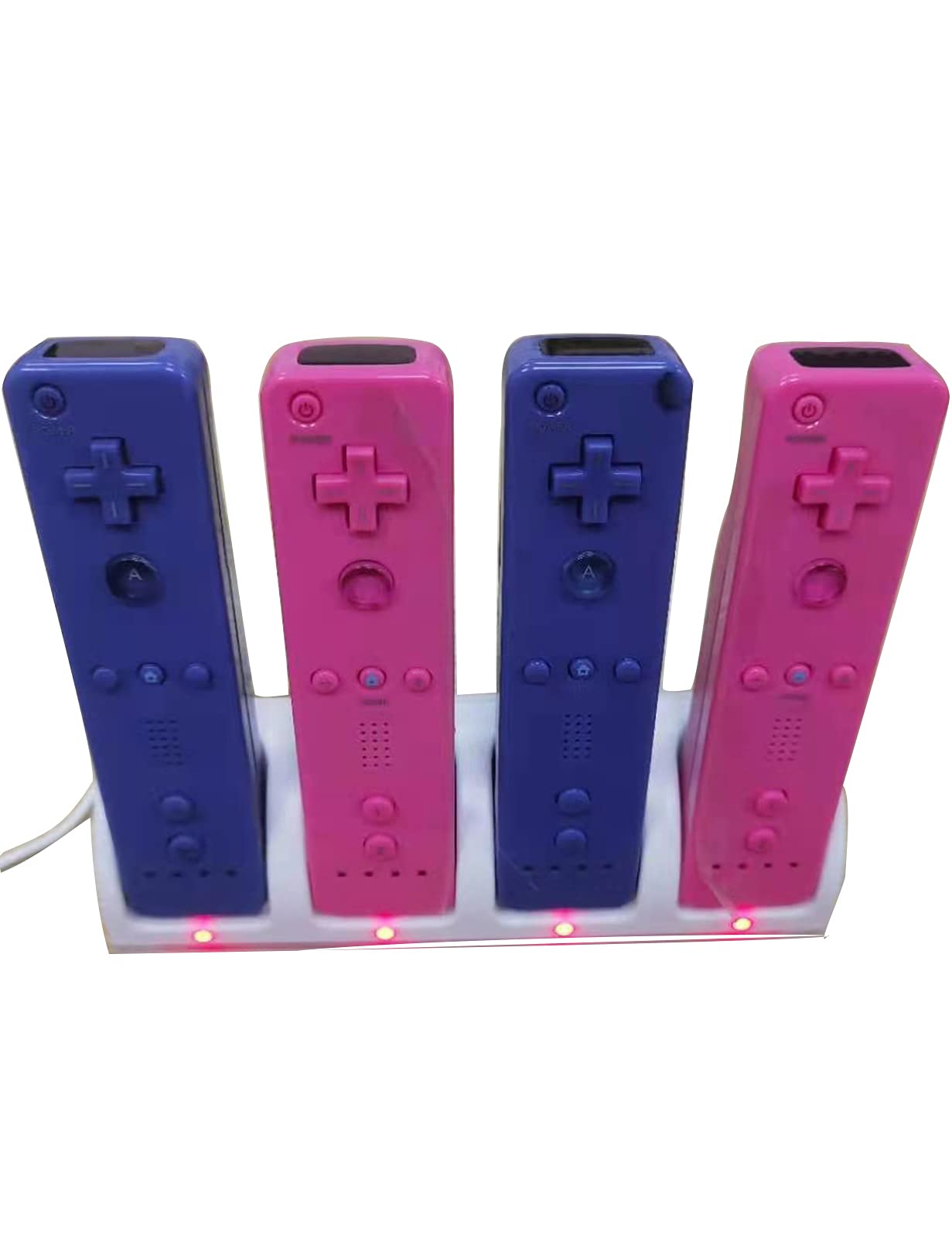 YZGame Wii Controller Charger Remote Charger for Wii , 4-in-1 Wii Remote Charging Station Replacement Wii Charging Dock with 4 Rechargeable Batteries White Wii Remotes with Charger,NF14-W2