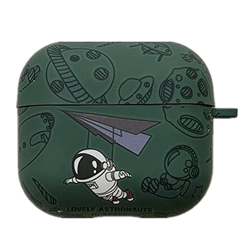 Cute Lovely Design Astronaut Style Soft Silicone Protective Case Cover Sleeve Compatible with Lenovo LP40 Earphone, Protective Skin Sleeve with Key Chain (Green)
