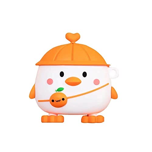 Compatible with AirPods 3 Case Cover, Cute Silicone Protective Cover for Apple AirPod 3rd Generation 2021 with Keychain for Women Men Girls, Funny Anime Shockproof Case for Airpods 3 (Orange Duck)