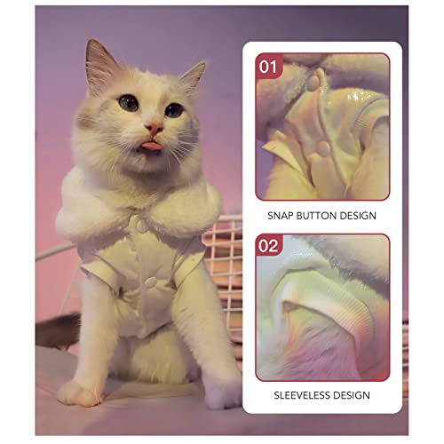 Cat Winter Coat, Pet Cold Weather Clothes with Fur Collar for Small Puppy Dog Clothes Cat Puppy Kitten Clothes M