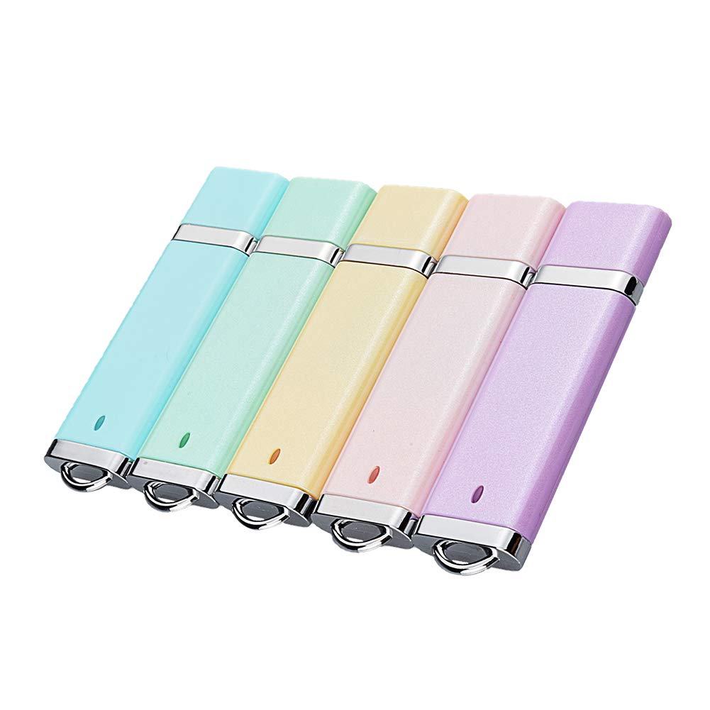 KOOTION 5 X 2GB Enamel USB 2.0 Flash Drive Thumb Drives Memory Stick - 5 Colors (Blue, Green, Pink, Purple, Yellow,)