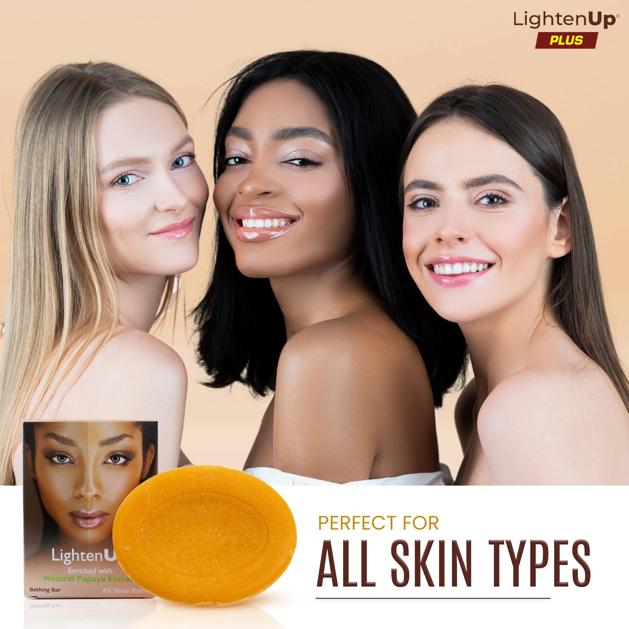 LightenUp Papaya Soap - 13.5 fl oz / 100 g- Natural Papaya Soap Bar - Moisturizing Exfoliating Soap with Papaya Extract, Coconut Oil & 4% Shea Butter - Brightening Bath Soap for All Skin Types