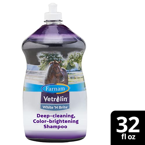 Farnam Vetrolin White ’N Brite Shampoo, Deep Cleaning and Color Brightening Shampoo for Horses and Dogs. 32 ounces