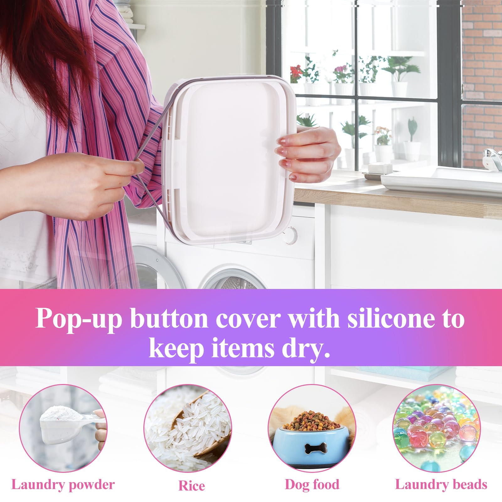94Oz / 5.8Lb Laundry Pod Containers, Push Button, Laundry Pod Container Holder Storage Laundry Pod Organizer for Laundry Room Laundry Powder Dishwasher Pods Washing Scent Beads Storage
