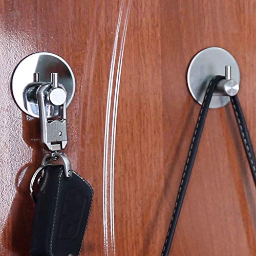 Self Stick Adhesive Hooks Wall Hanger Holder Stainless Steel Heavy Duty Utility Storage Hook, Shower Waterproof Hook, Kitchen Bathroom Organizer for Plug Robe Towel Loofah Bathrobe Coat (4-Pack)